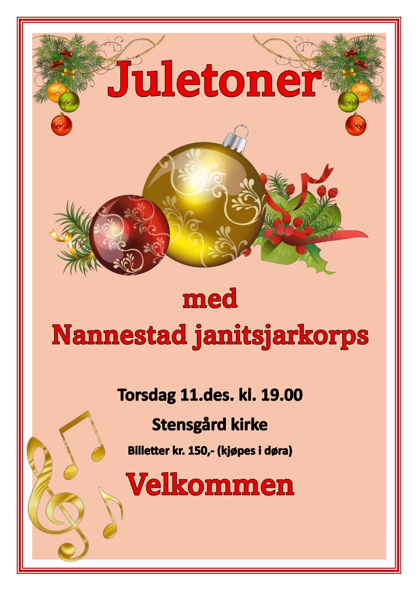 Juletoner i Stensgård kirke torsdag 11. desember kl. 18.00
